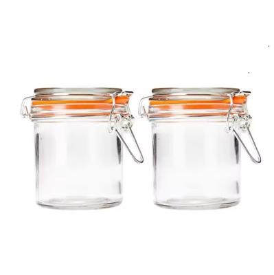 China Food Storage Airtight Locking Clip Clear Glass Jar With Lid for sale