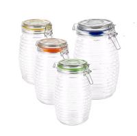 China Food Storage Airtight Locking Clip Clear Glass Jar With Lid for sale