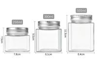 China Bulk Square Glass Honey Jar Empty Glass Bottles 100ml 200ml 280ml 380ml 500ml 730ml for sale