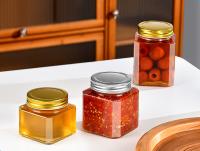 China Bulk Square Glass Honey Jar Empty Glass Bottles 100ml 200ml 280ml 380ml 500ml 730ml for sale