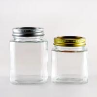 China 380 500 Ml Wide Mouth Octagonal Honey Food Jam Storage Glass Jar Pickling 16Oz With Gold Lids for sale