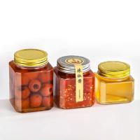 China 380 500 Ml Wide Mouth Octagonal Honey Food Jam Storage Glass Jar Pickling 16Oz With Gold Lids for sale