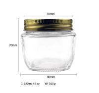 China 6 Oz Square Bottom Round Glass Jars With Lids for sale