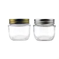 China 6 Oz Square Bottom Round Glass Jars With Lids for sale