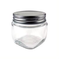 China 6 Oz Square Bottom Round Glass Jars With Lids for sale