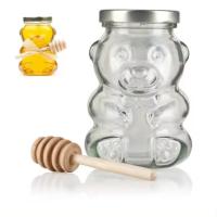 China Honey Jar Empty Glass Bottles Bear Shaped Candy Sugar Jar for sale
