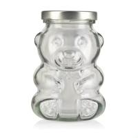 China Honey Jar Empty Glass Bottles Bear Shaped Candy Sugar Jar for sale
