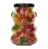 China Honey Jar Empty Glass Bottles Bear Shaped Candy Sugar Jar for sale