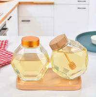 China Clear Empty Glass Bottles Hexagonal Hexagon Honey Glass Jar with Lid for sale