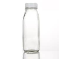 China Square 500ML 1000ML Empty Milk Fruit Juice Drink Glass Bottles With White Tamper Proof Cap for sale