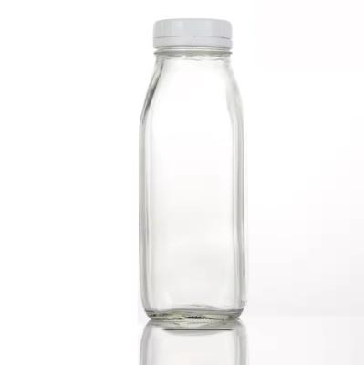 China Square 500ML 1000ML Empty Milk Fruit Juice Drink Glass Bottles With White Tamper Proof Cap for sale