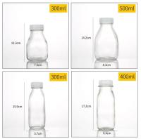 China Square 500ML 1000ML Empty Milk Fruit Juice Drink Glass Bottles With White Tamper Proof Cap for sale