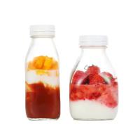 China Square 500ML 1000ML Empty Milk Fruit Juice Drink Glass Bottles With White Tamper Proof Cap for sale