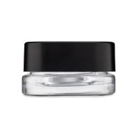 China Child Resistant Qube Clear Glass Concentrate Jar W/ Black Cap for sale