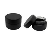 China 1 oz Glass Jar Child Resistant Matte Black Jar w Black Plastic Screw Lid for sale