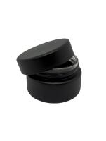 China 1 oz Glass Jar Child Resistant Matte Black Jar w Black Plastic Screw Lid for sale