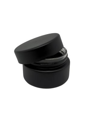 China 1 oz Glass Jar Child Resistant Matte Black Jar w Black Plastic Screw Lid for sale