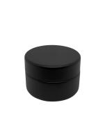 China 1 oz Glass Jar Child Resistant Matte Black Jar w Black Plastic Screw Lid for sale