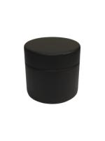China 2 oz Child Resistant Glass Jar Matte Black Jar w/ Black Plastic Screw Lid for sale