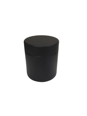 China 4 oz Glass Jar Child Resistant Matte Black Jar w/ Black Plastic Screw Lid for sale