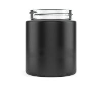 China 4 oz Glass Jar Child Resistant Matte Black Jar w/ Black Plastic Screw Lid for sale