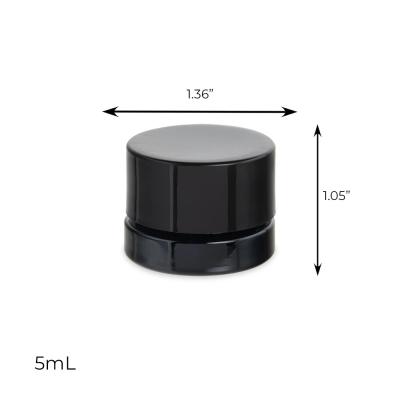 China Glossy Black Glass Concentrate Containers | 28mm - 5mL for sale