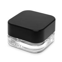 China 5ml Cube Glass Shoulderless Screw Top Jars w/ Child Resistant Lid (Clear Glass, Black Lid) for sale