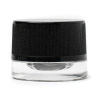 China 5ml Cube Glass Shoulderless Screw Top Jars w Child Resistant Lid (Clear Glass, Black Lid) for sale