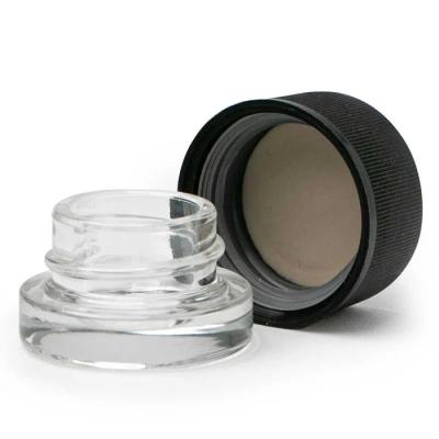 China 5ml Cube Glass Shoulderless Screw Top Jars w Child Resistant Lid (Clear Glass, Black Lid) for sale