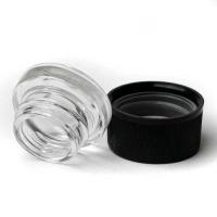 China 5ml Cube Glass Shoulderless Screw Top Jars w Child Resistant Lid (Clear Glass, Black Lid) for sale