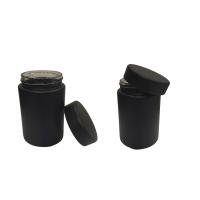 China 5 Oz Child Resistant Glass Jar | Matte Black Jar W/ Black Plastic Screw Lid for sale