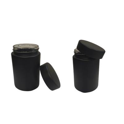 China 5 Oz Child Resistant Glass Jar | Matte Black Jar W/ Black Plastic Screw Lid for sale