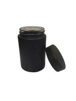 China 5 Oz Child Resistant Glass Jar | Matte Black Jar W/ Black Plastic Screw Lid for sale