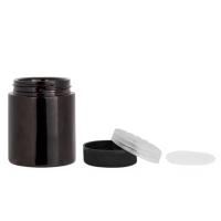 China Wide Mouth Uv Proof Black Glass Jar Round Honey Flower Glass Storage Child Proof Jar Airtight Dark Uv Violet Glass Jars for sale