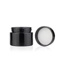 China Wide Mouth Uv Proof Black Glass Jar Round Honey Flower Glass Storage Child Proof Jar Airtight Dark Uv Violet Glass Jars for sale