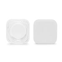 China 9ml Cube Glass Jars w Shoulderless Screw Top & Child Resistant Lid (Clear Glass, White Lid) for sale