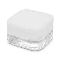 China 9ml Cube Glass Jars w Shoulderless Screw Top & Child Resistant Lid (Clear Glass, White Lid) for sale