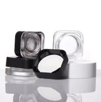 China 9 ml Cube Glass Shoulderless Screw Top Jars with Child Resistant Lid (Clear Glass, Black Lid) for sale