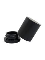 China 9ml Round Glass Tall Shoulderless Screw Top Jars Child Resistant Lid Black Glass, Tall Black Lid for sale