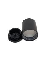 China 9ml Round Glass Tall Shoulderless Screw Top Jars Child Resistant Lid Black Glass, Tall Black Lid for sale