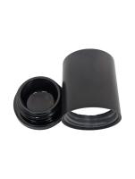 China 9ml Round Glass Tall Shoulderless Screw Top Jars Child Resistant Lid Black Glass, Tall Black Lid for sale