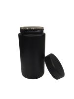 China 10 Oz Child Resistant Glass Jar Matte Black Jar With Black Plastic Screw Lid for sale