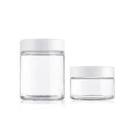 China Clear Smell Proof Jars Food Storage Container Wide Mouth Airtight Clear Empty Glass Jars With Black Caps Wholesale for sale