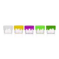 China 5ml 10ml Mini Silicone Jar Wax Small Glass Container Concentrate Acrylic Storage Glass Jar With Silicone Lids for sale