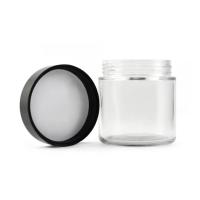 China 2oz 3oz Clear Glass Jar With Child Resistant Cap for sale