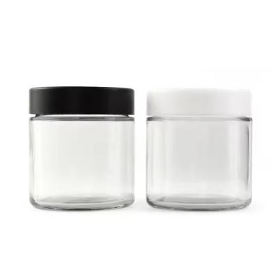 China 2oz 3oz Clear Glass Jar With Child Resistant Cap for sale