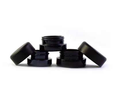 China 5ml 7ml 9ml Black Child Resistant Concentrate Glass Jar Mini Cream Bottles Cosmetic Black Containers Jars With Lid for sale