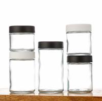 China Customized Printing 1oz 2oz 3oz 4oz Clear Childproof Glass Jars 3 Oz Jar Straight Sided Glass Child Resistant Cap Cr Jar for sale