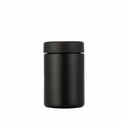 China 2oz 3oz Matte Black Uv Black Dry Flower Frosted Glass Jar Custom Logo Smell Proof Child Proof Safety Lock Lid for sale