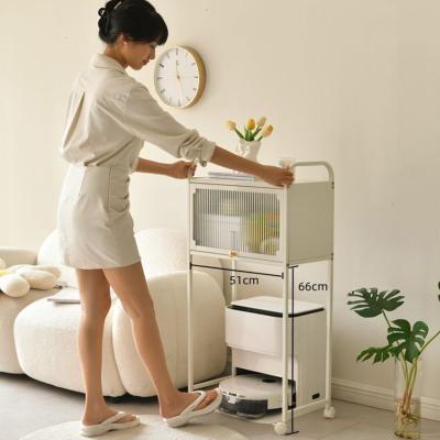 China Multi Functional  Household Storage Rack 28cm Modern Side Table Drawer Storage + Swivel Wheels For Sweeping Robots for sale